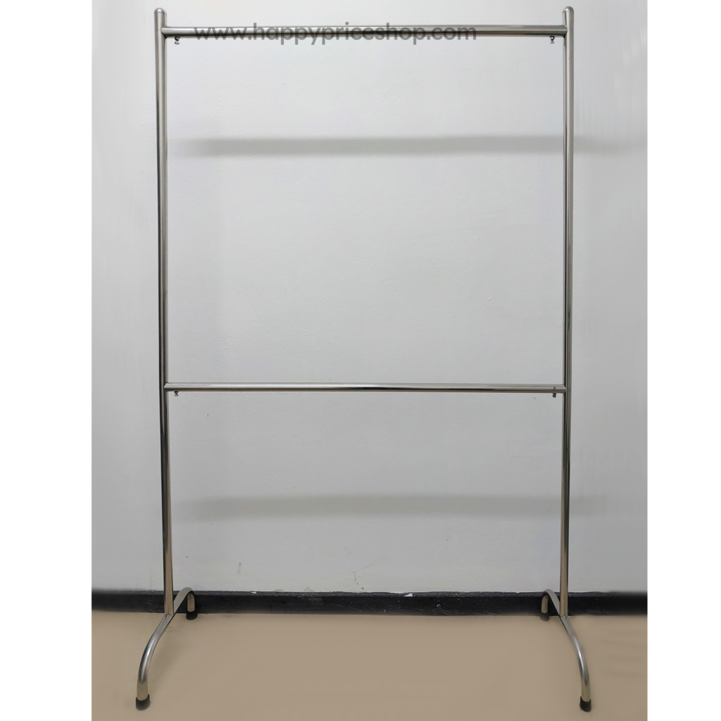 ราวแขวนผ้าสแตนเลส2ชั้น 120 ซม. สูง180ซม. ไม่มีล้อ Happy Price Shop