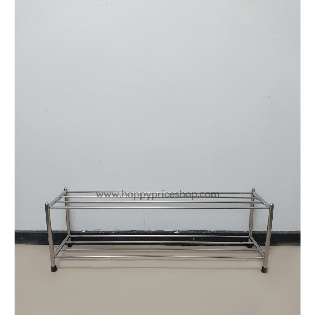 ชั้นรองเท้า2ชั้นสแตนเลส ยาว100ซม. งานเชื่อม ไม่ต้องประกอบ Happy Price Shop