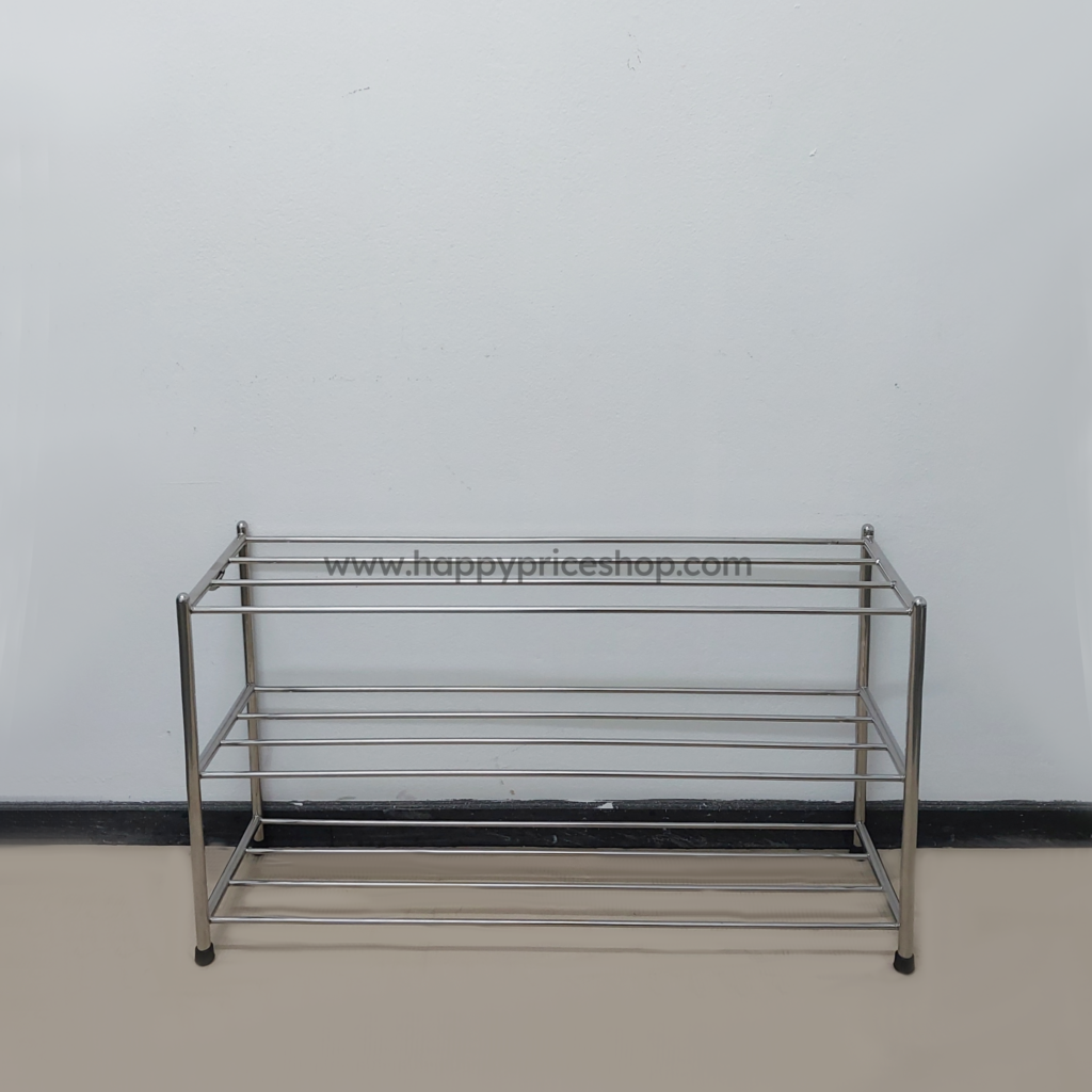 ชั้นรองเท้าสแตนเลส1เมตร 3ชั้น งานเชื่อม ไม่ต้องประกอบ Happy Price Shop