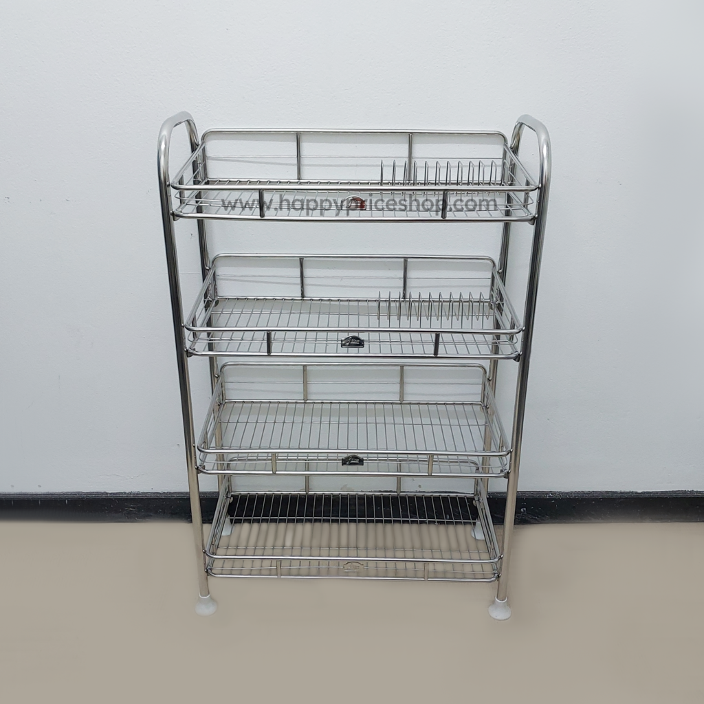 ชั้นคว่ำจานสแตนเลส 4ชั้น มีที่เสียบจาน Happy Price Shop